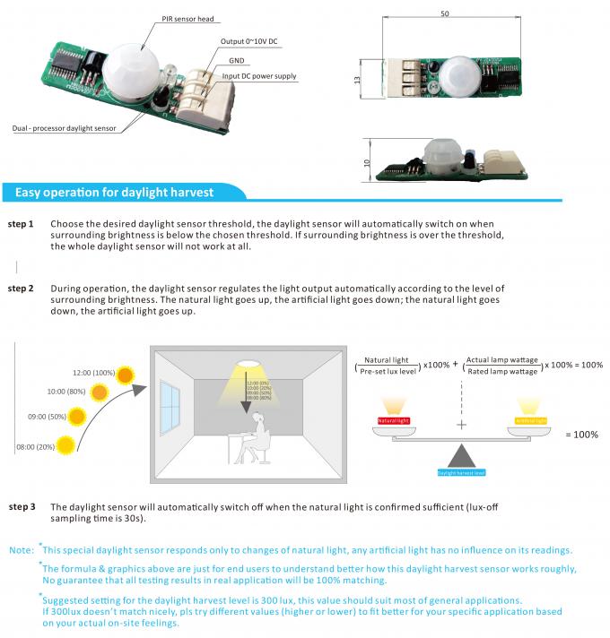 PIR motion sensor HNS133DHPIR daylight harvest, 0-10v dimming and ...