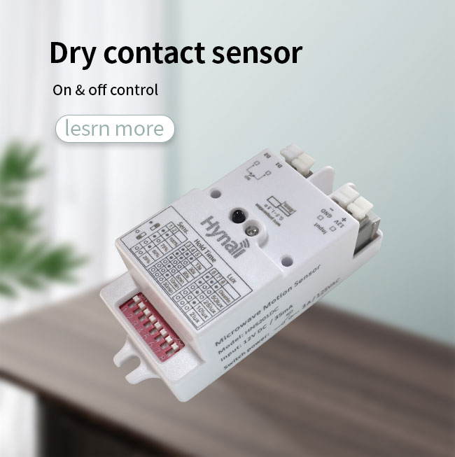 HNS201DC Microwave Motion Sensor Switch Dry Contact On Off Function DIP Switch Setting